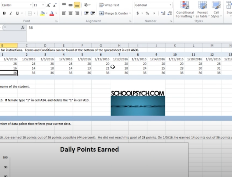 Excel Spreadsheet For Intervention Data Schoolpsych