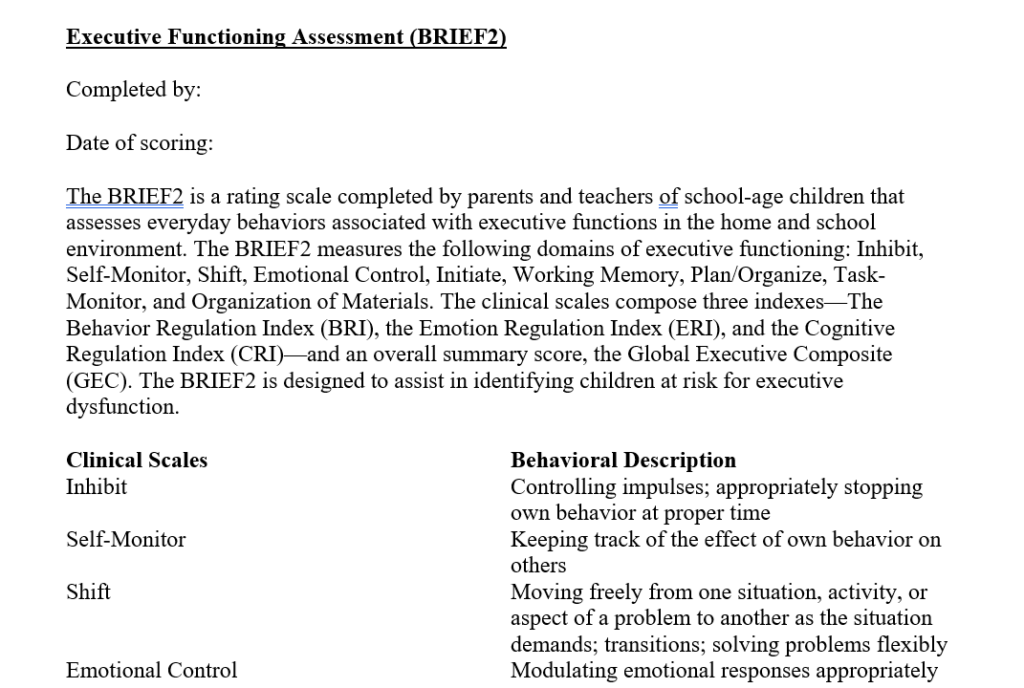 BRIEF2 Template by Christina Connors – Schoolpsych.com